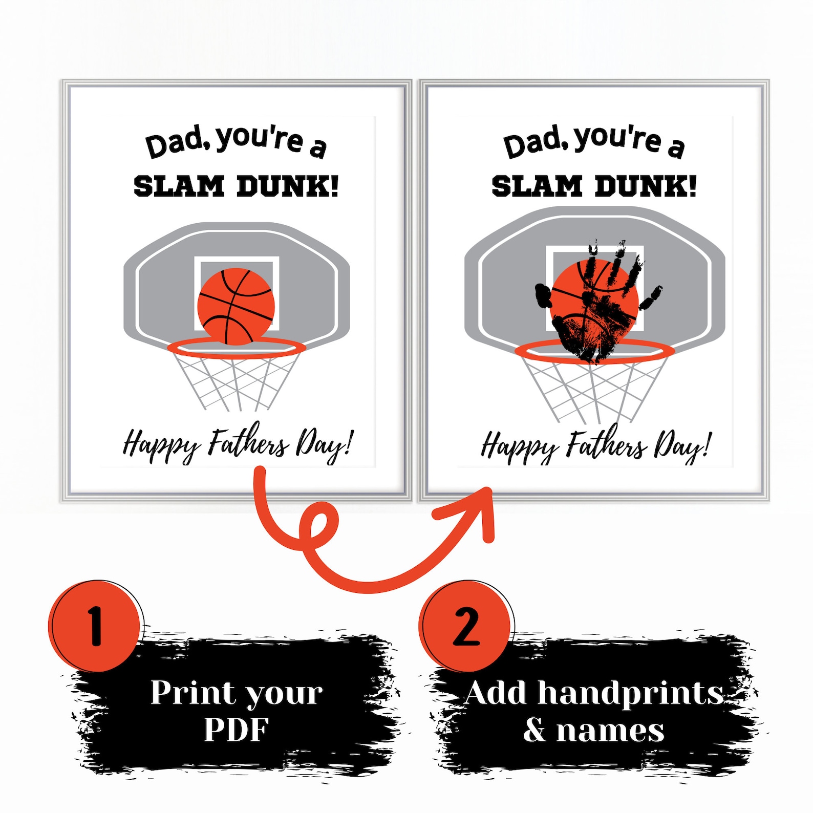 Fathers Day Basketball Handprint Craft: DIY Keepsake Gift (instant ...