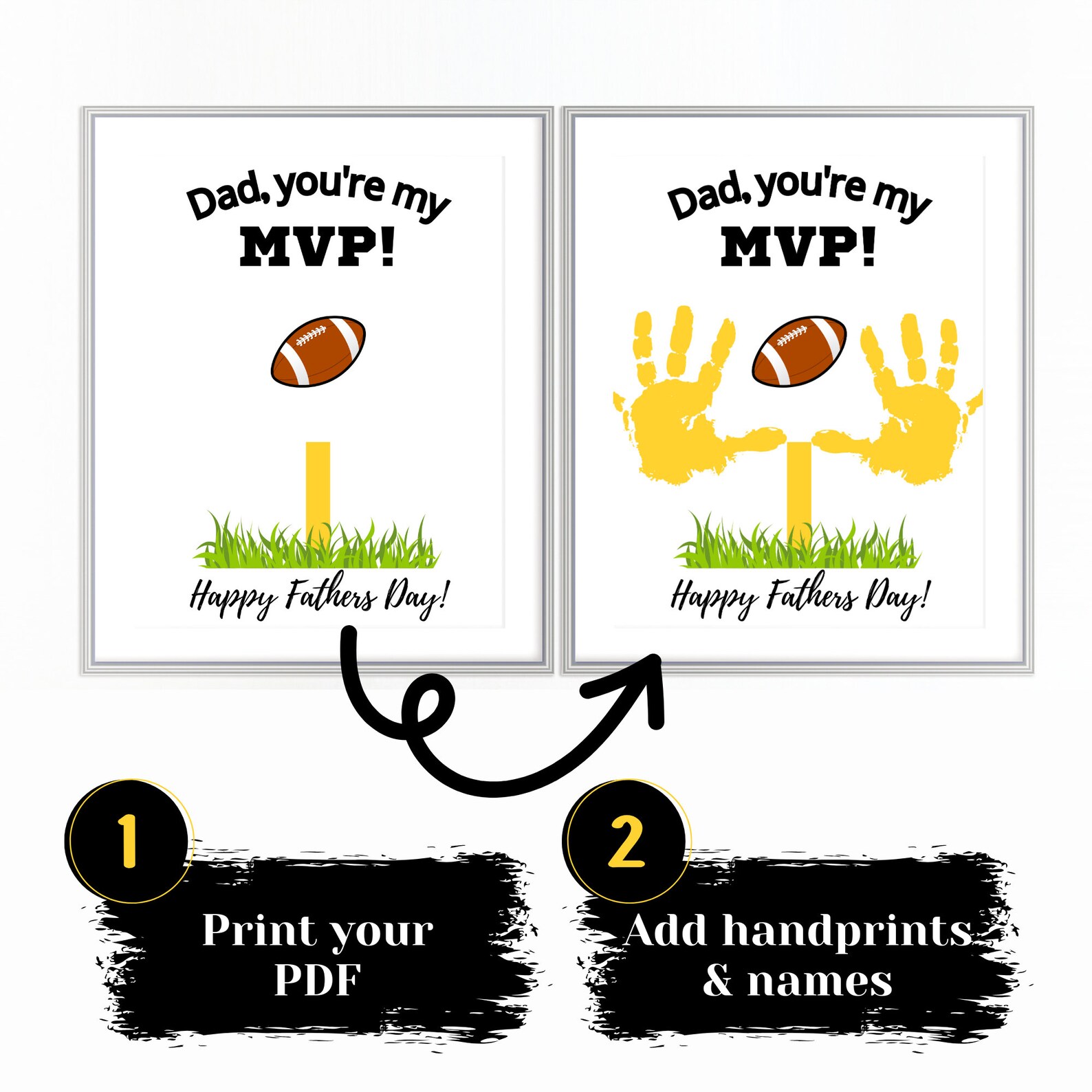 Fathers Day FOOTBALL Handprint Craft, Instant Download PDF, 1st Fathers ...