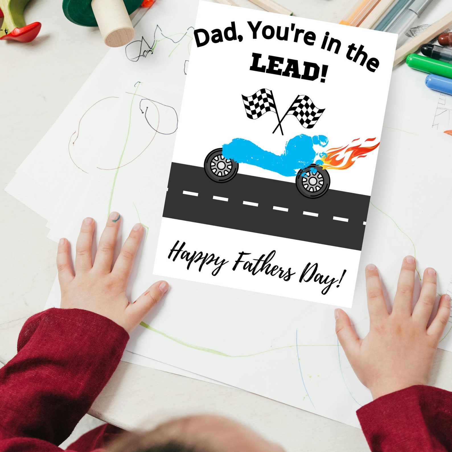 Race Car Footprint Art: Father's Day DIY Keepsake (instant Download PDF ...