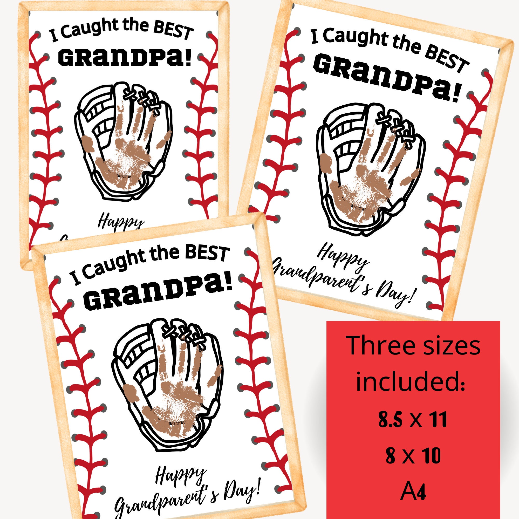 Grandpa Grandparents Day BASEBALL Handprint Craft, Instant Download PDF ...