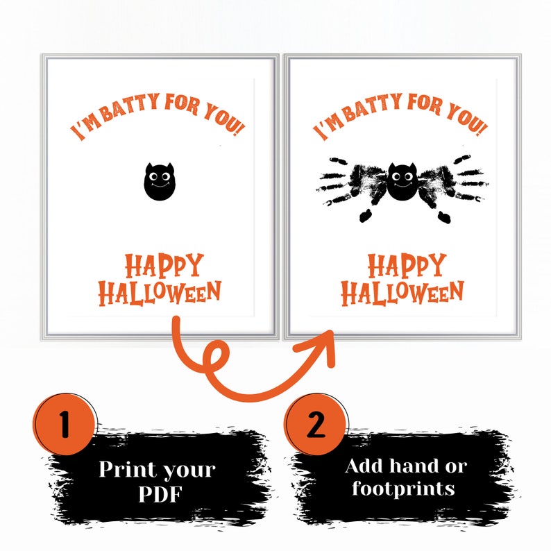 Halloween Bat Handprint Craft, Toddler Craft, Daycare Activity, Instant ...