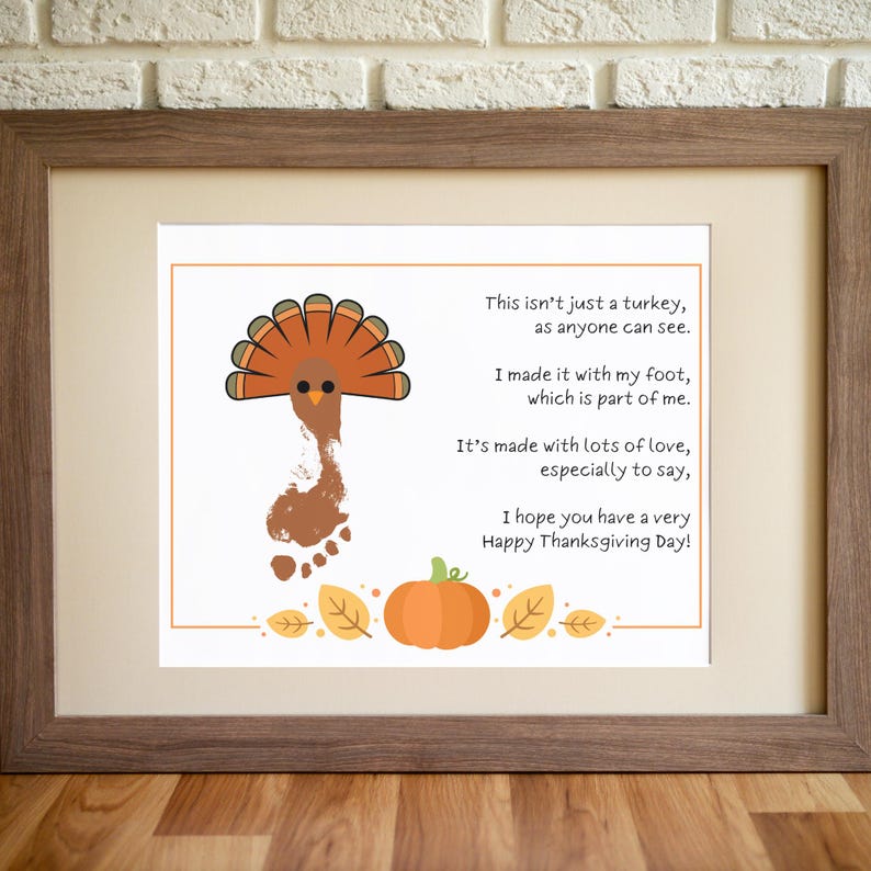 Turkey Thanksgiving Footprint Craft, DIY Gift, Toddler Craft, Daycare ...