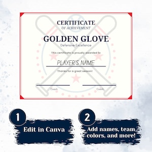 15 Editable BASEBALL Certificates, Canva Template, Sports Certificate ...