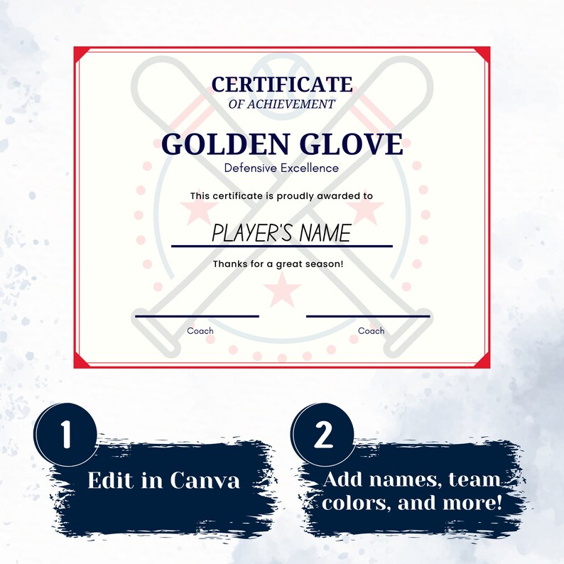 15 Editable BASEBALL Certificates, Canva Template, Sports Certificate ...