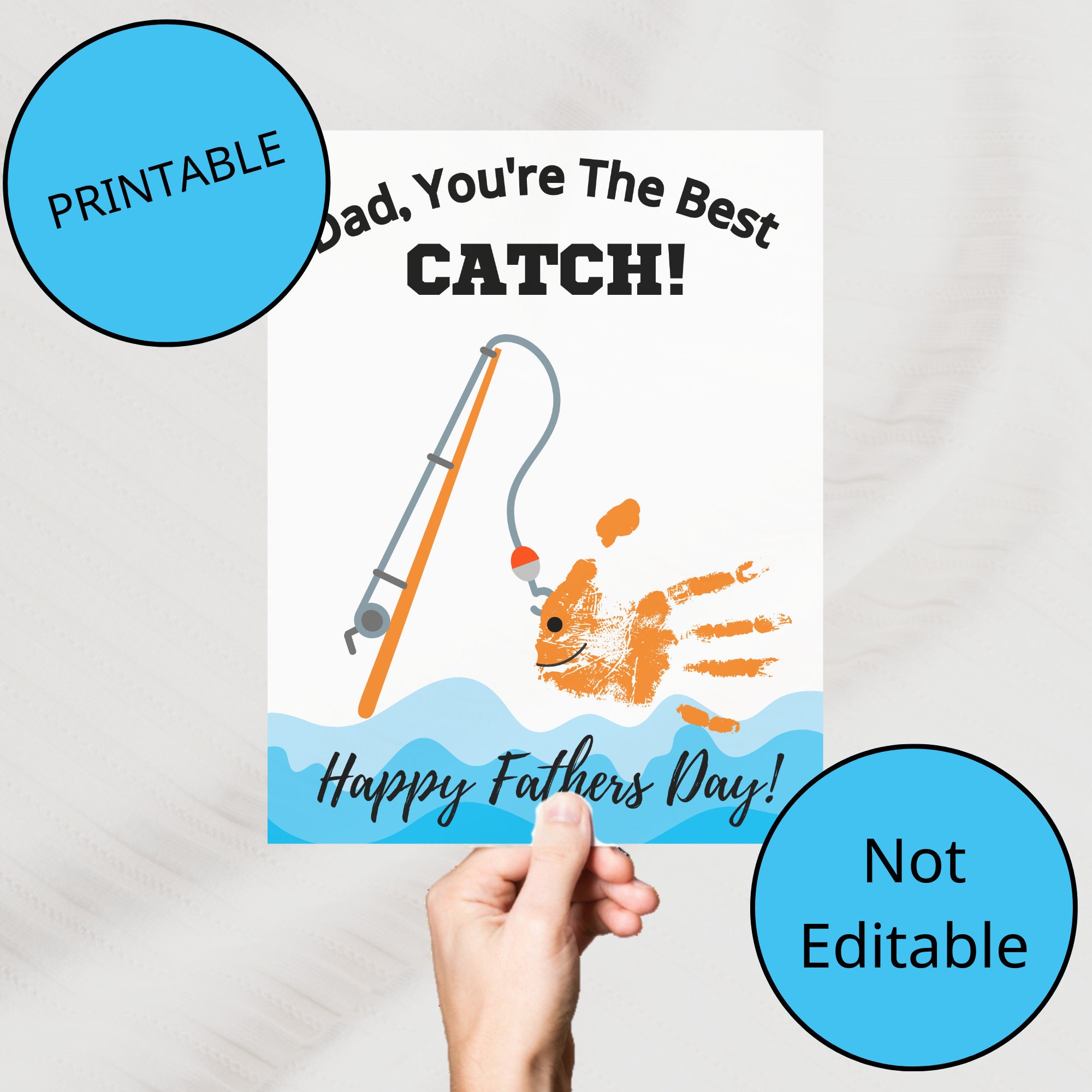 Fathers Day FISHING Handprint Craft, Instant Download PDF, 1st Fathers ...