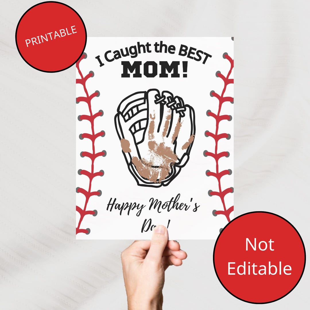 Mother's Day Baseball Glove Handprint Craft: DIY Keepsake (PDF) - Etsy