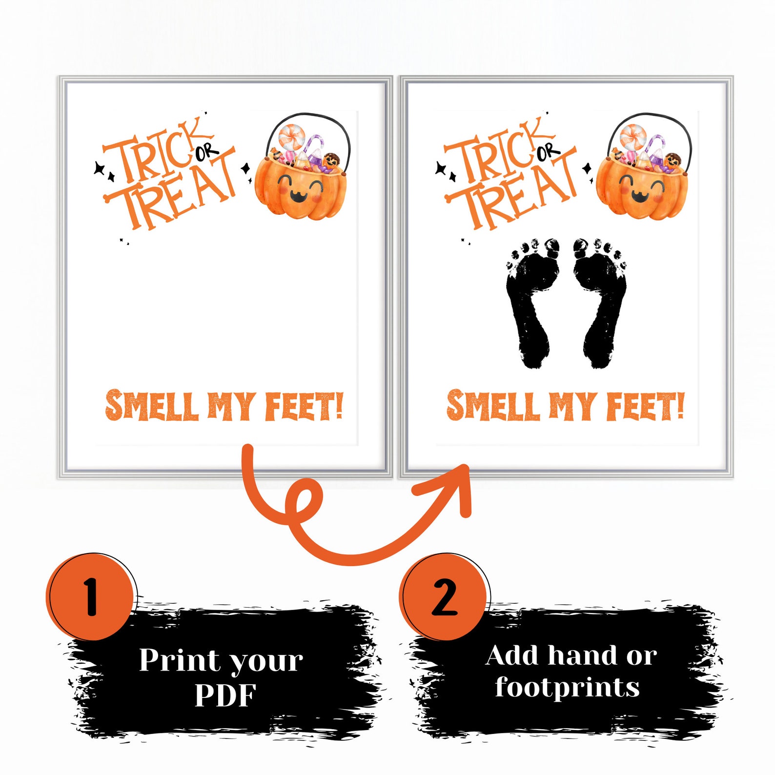 Halloween Footprint Craft: Trick or Treat Keepsake (instant Download ...