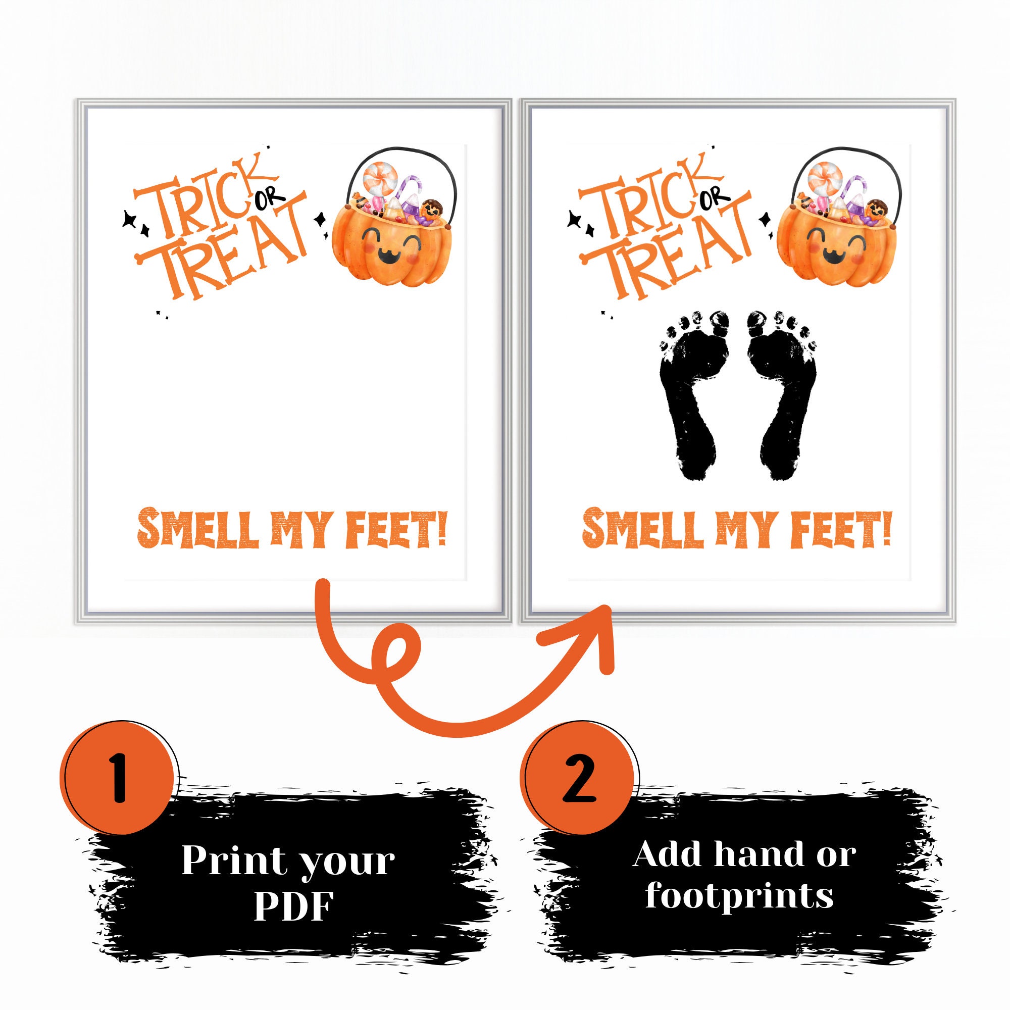 Halloween Footprint Craft: Trick or Treat Keepsake (instant Download ...