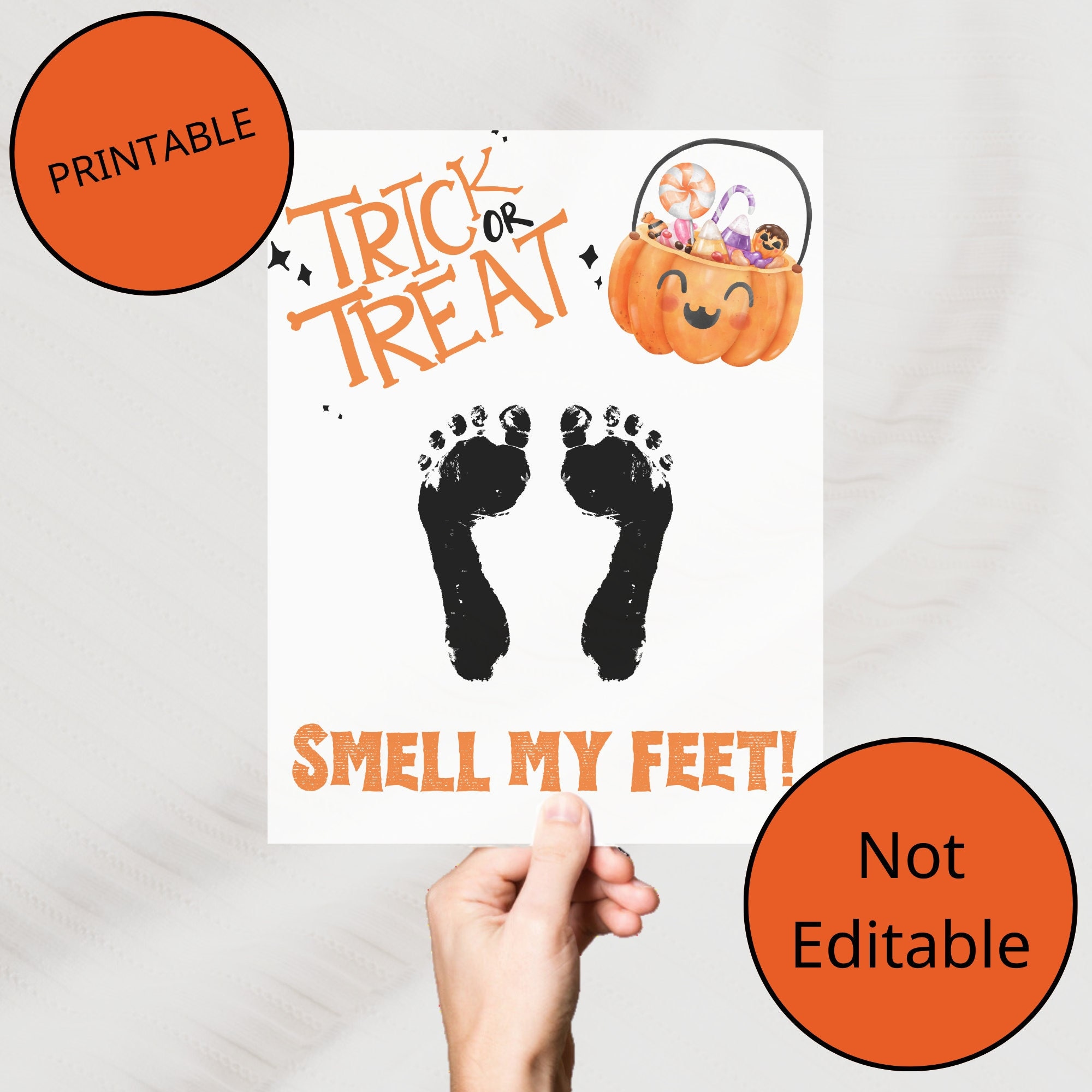 Halloween Footprint Craft: Trick or Treat Keepsake (instant Download ...