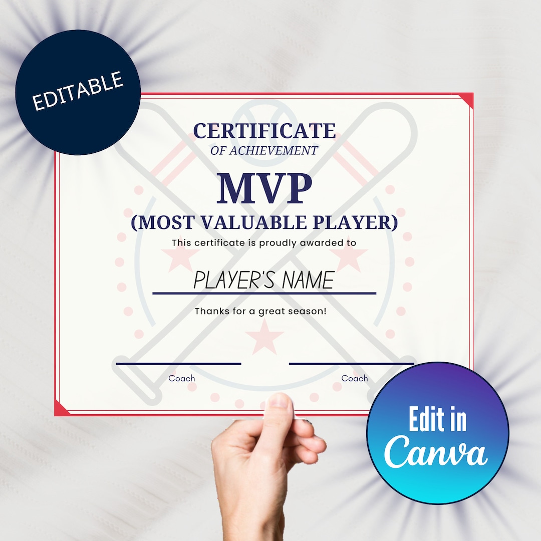 15 Editable BASEBALL Certificates, Canva Template, Sports Certificate ...