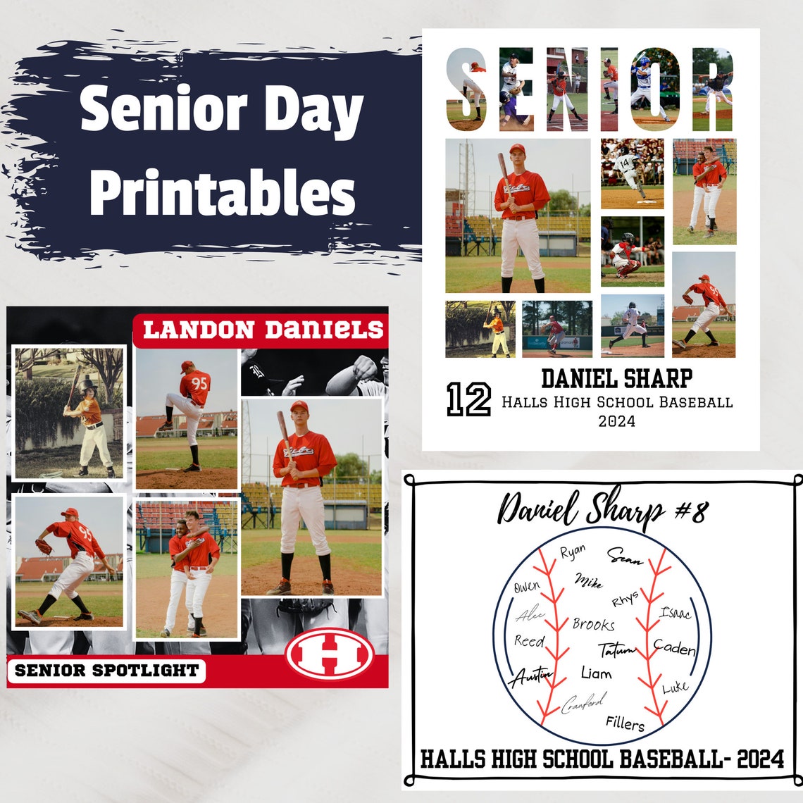 BASEBALL Senior Day Bundle, Social Media Post, Editable Canva Template ...