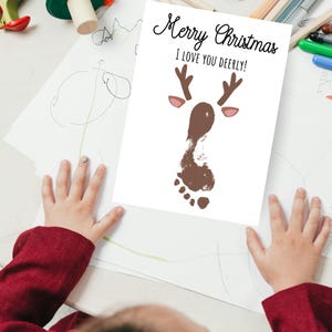 Reindeer Footprint Craft, Christmas Art Template, Printable Christmas ...