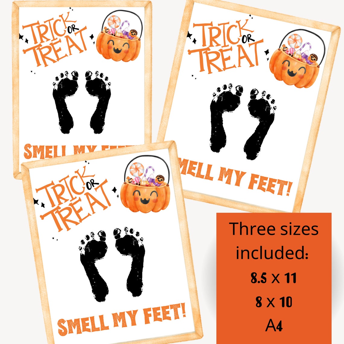 Halloween Footprint Craft: Trick or Treat Keepsake (instant Download ...