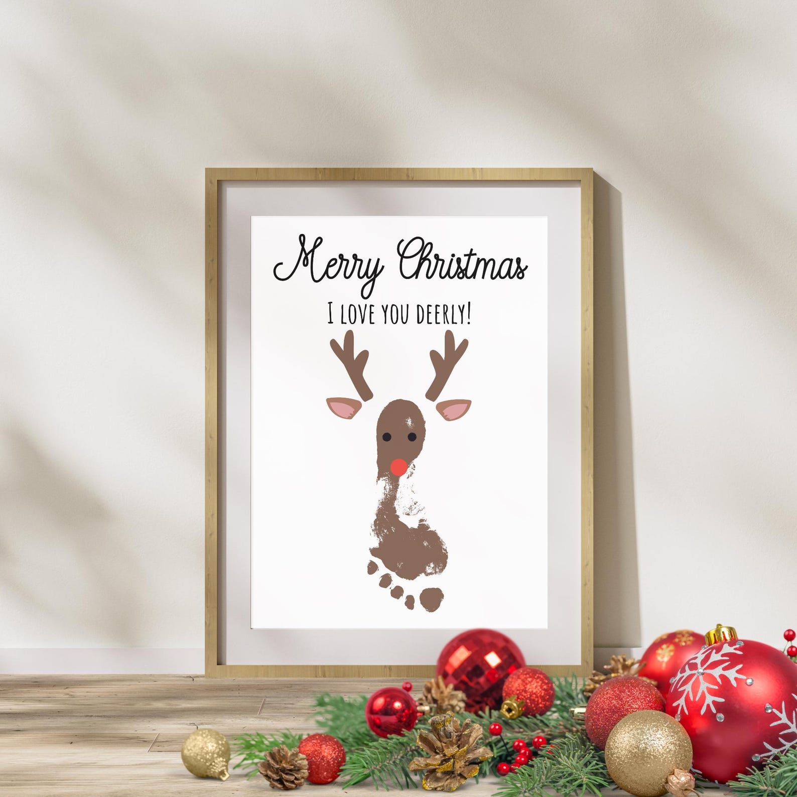 Reindeer Footprint Craft, Christmas Art Template, Printable Christmas ...