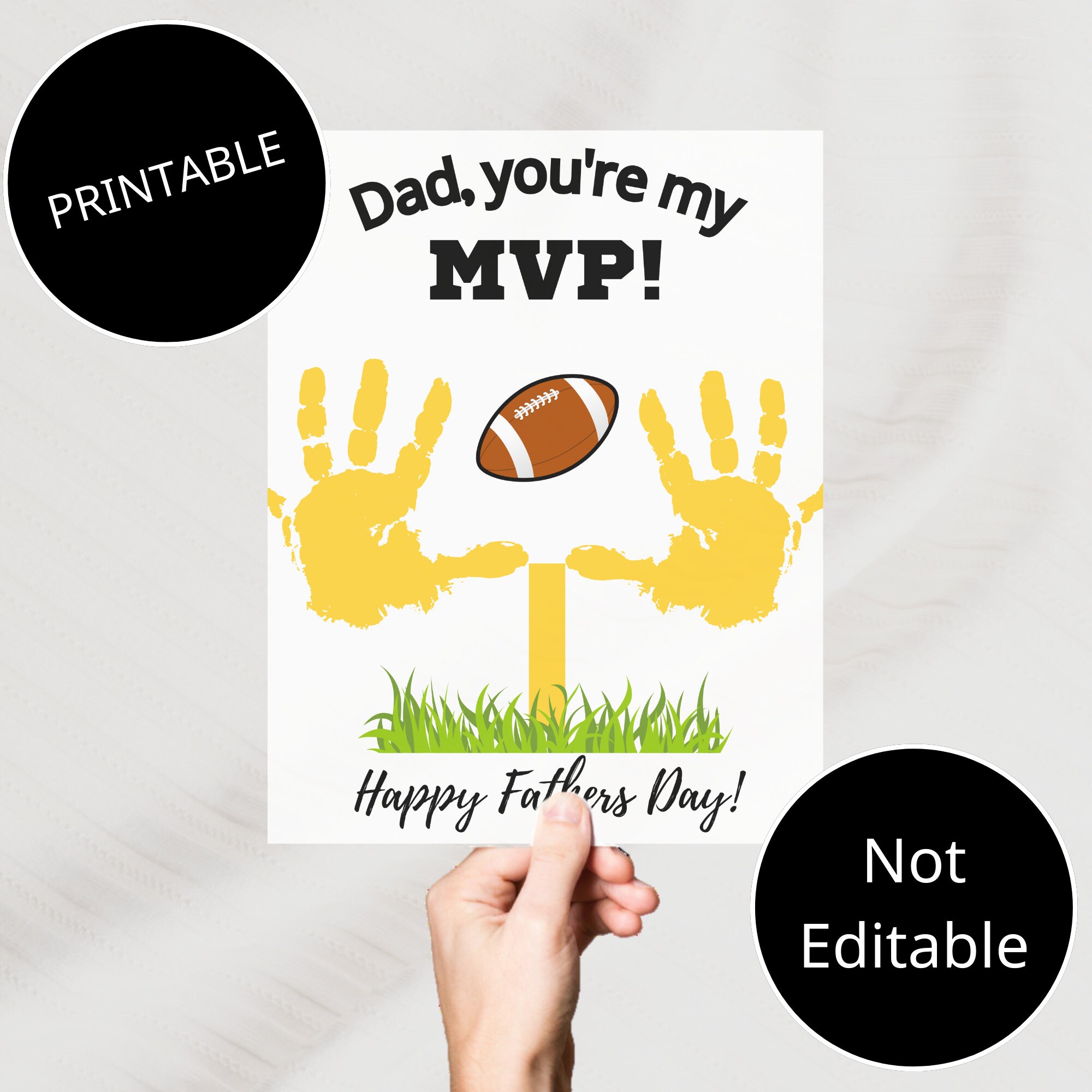 Fathers Day FOOTBALL Handprint Craft, Instant Download PDF, 1st Fathers ...