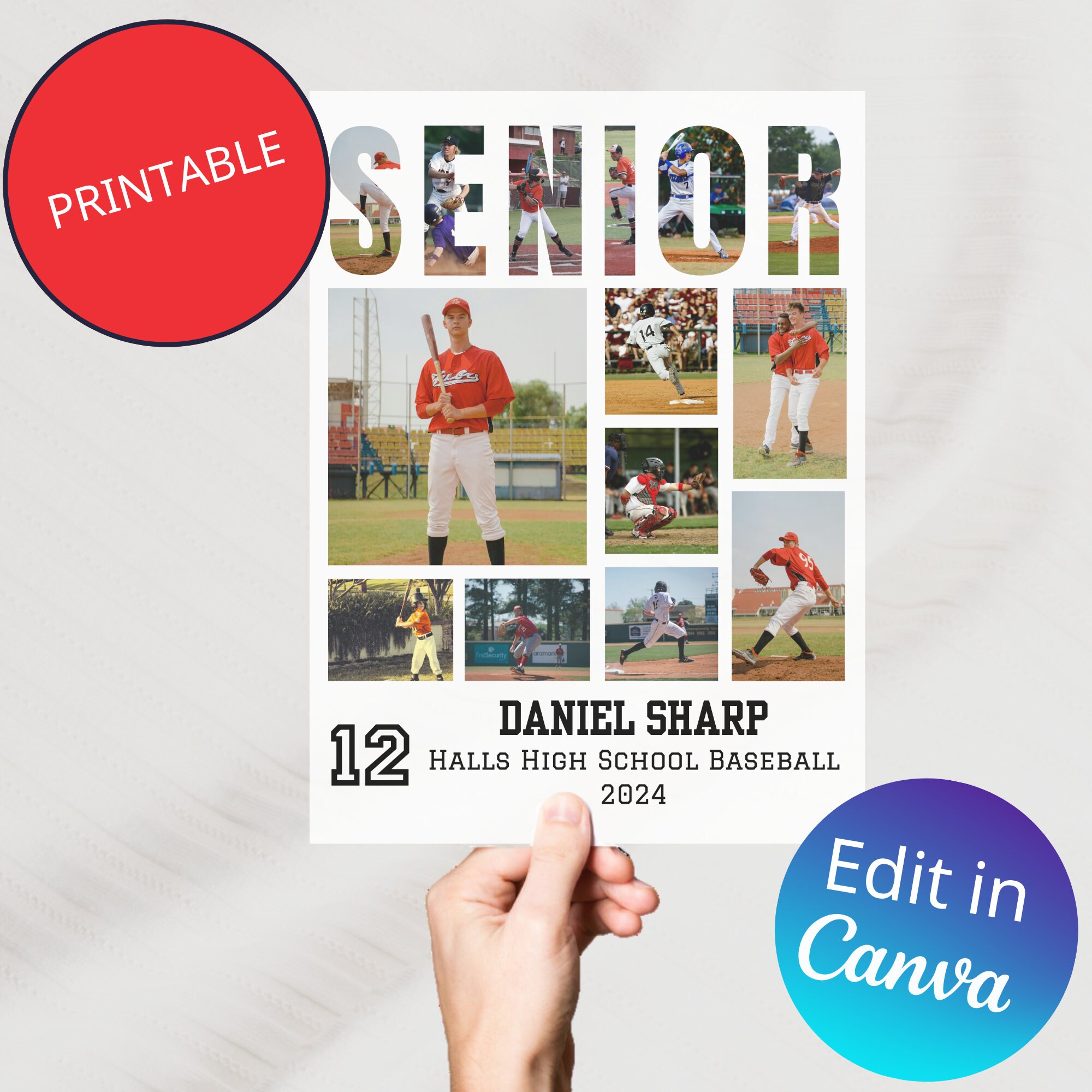 BASEBALL Senior Day Bundle, Social Media Post, Editable Canva Template ...