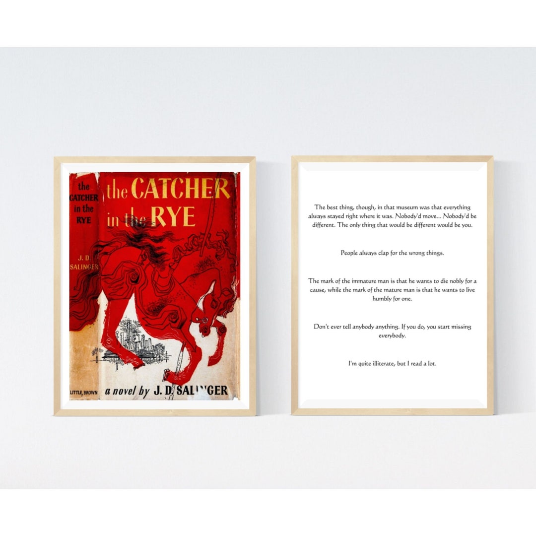The Catcher in the Rye Poster Classic Book Cover & Quotes Wall Art ...