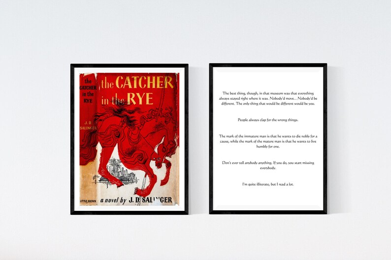 The Catcher in the Rye Poster Classic Book Cover & Quotes Wall Art ...