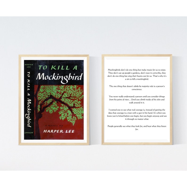 To Kill a Mockingbird Book Cover & Quotes 2-poster Set Classic Literary ...