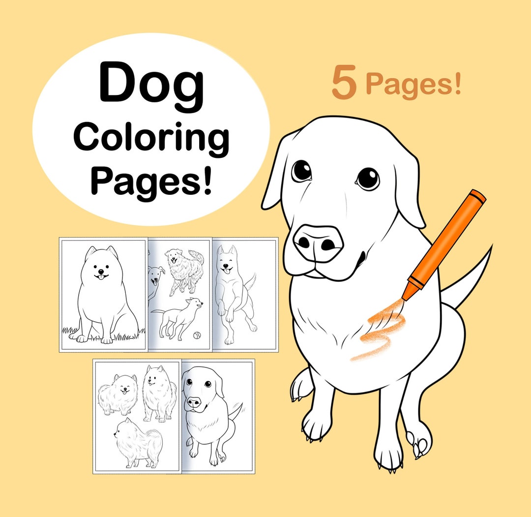 Easy Printable Dog Coloring Pages Pack for Kids - Etsy