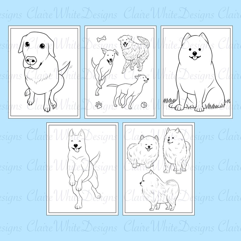 Easy Printable Dog Coloring Pages Pack for Kids - Etsy