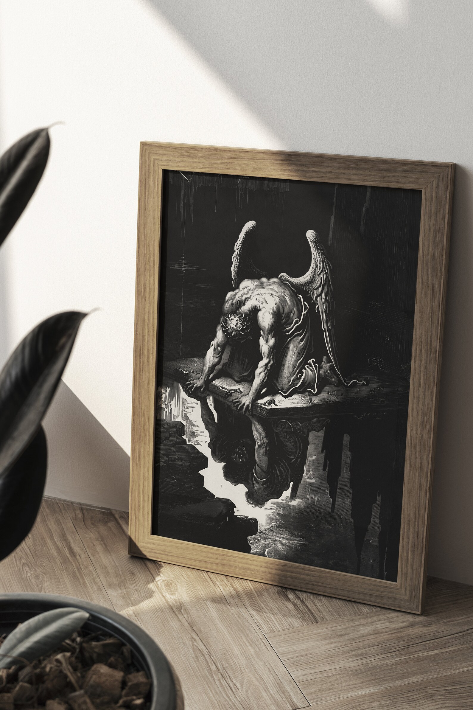 Fallen Angel Metal Graving | Vintage Wall Art | Artwork | Monochrome ...