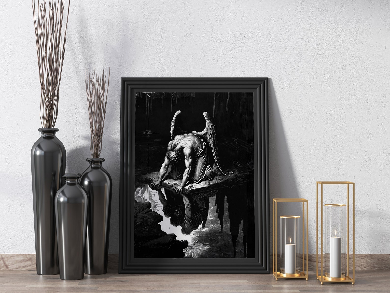 Fallen Angel Metal Graving | Vintage Wall Art | Artwork | Monochrome ...