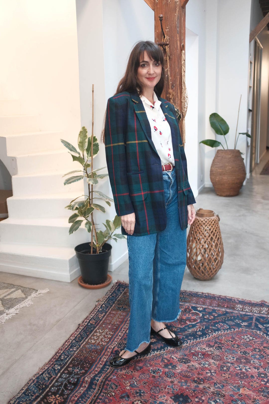 Cacharel Vintage Tartan Blazer, Old Money Green Tartan Jacket for ...