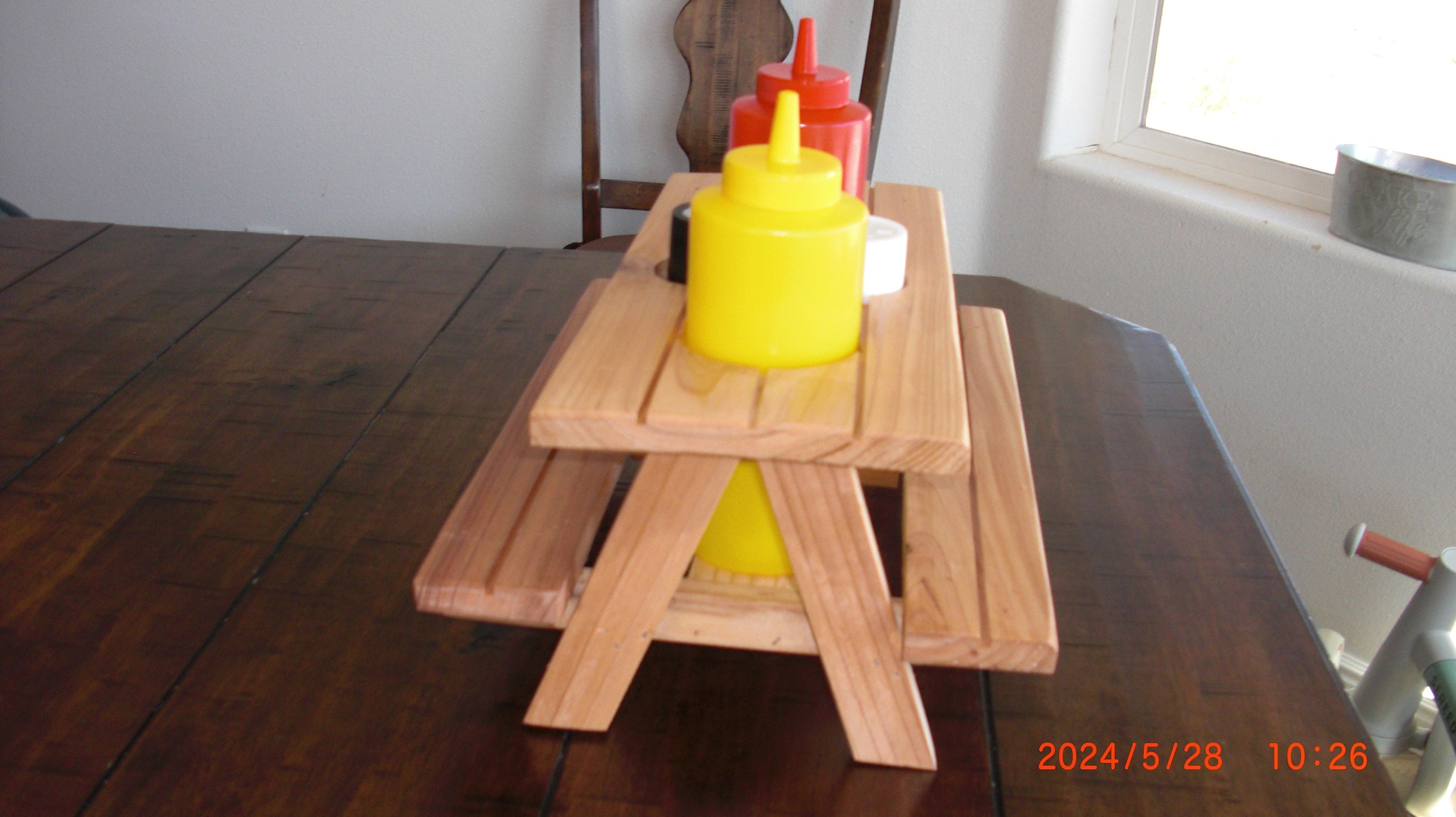 Picnic Table Condiment Holder Complete With Salt, Pepper, Mustard and ...