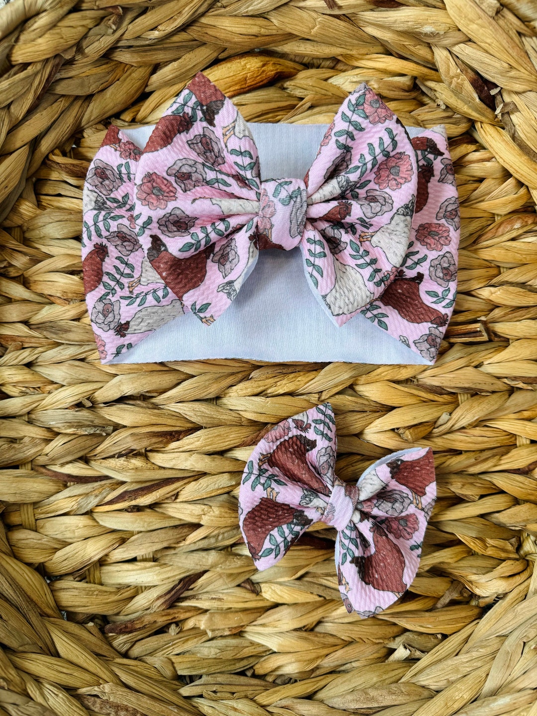 CHICKEN: Chicken Bow, Farm Bow, Baby Bow, Baby Headwrap, Stretchy ...