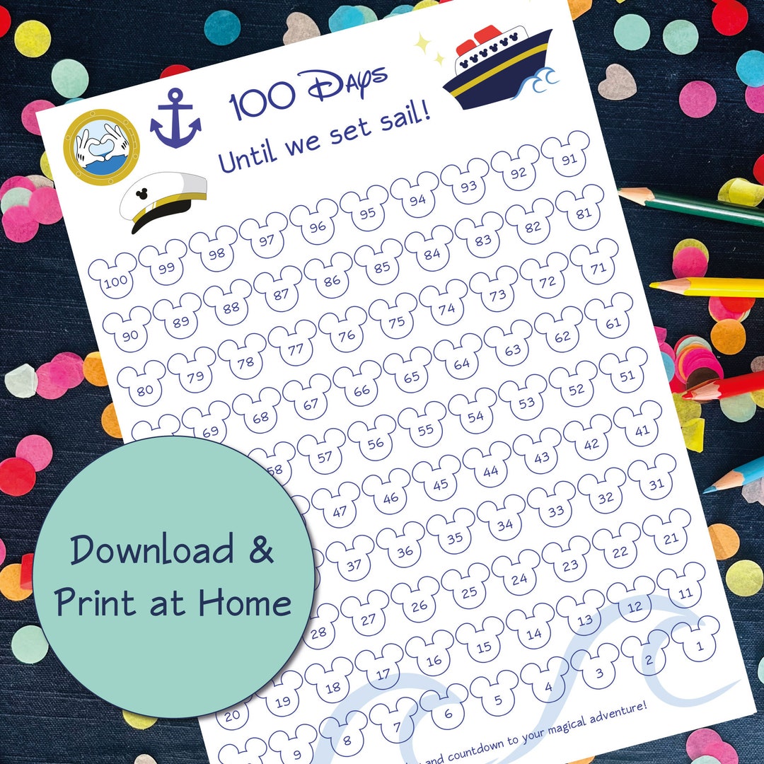 Cruise Countdown 100 Days Digital Download Set Sail - Print at Home - Etsy