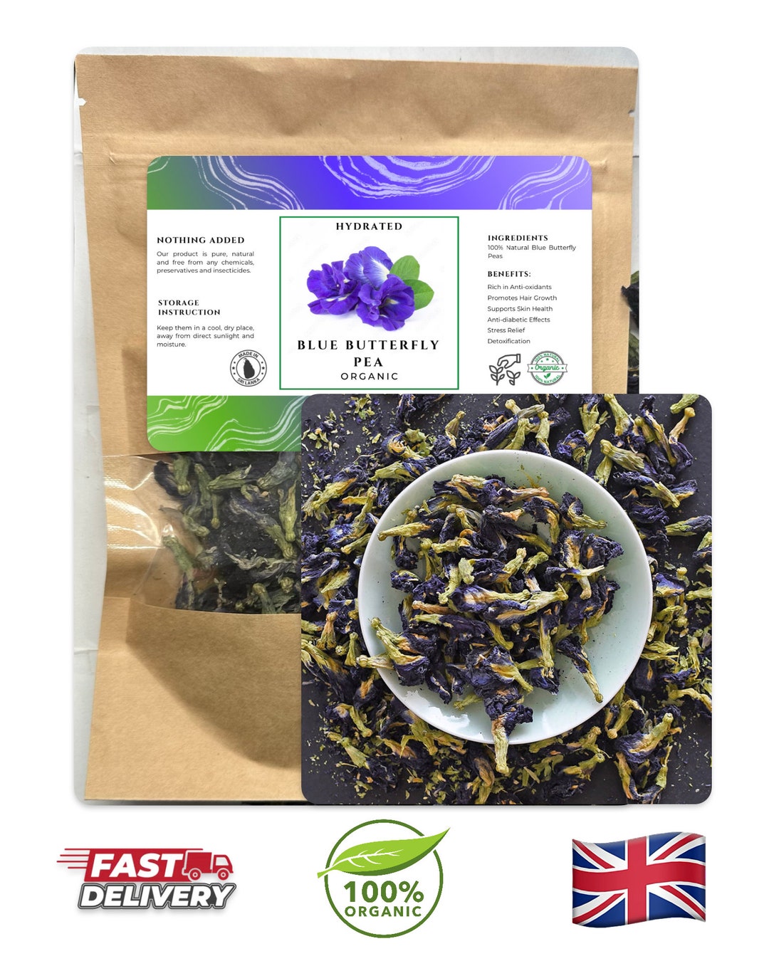 Butterfly Pea Flower | Tea | Clitoria Ternatea | 5g to 500g - Etsy
