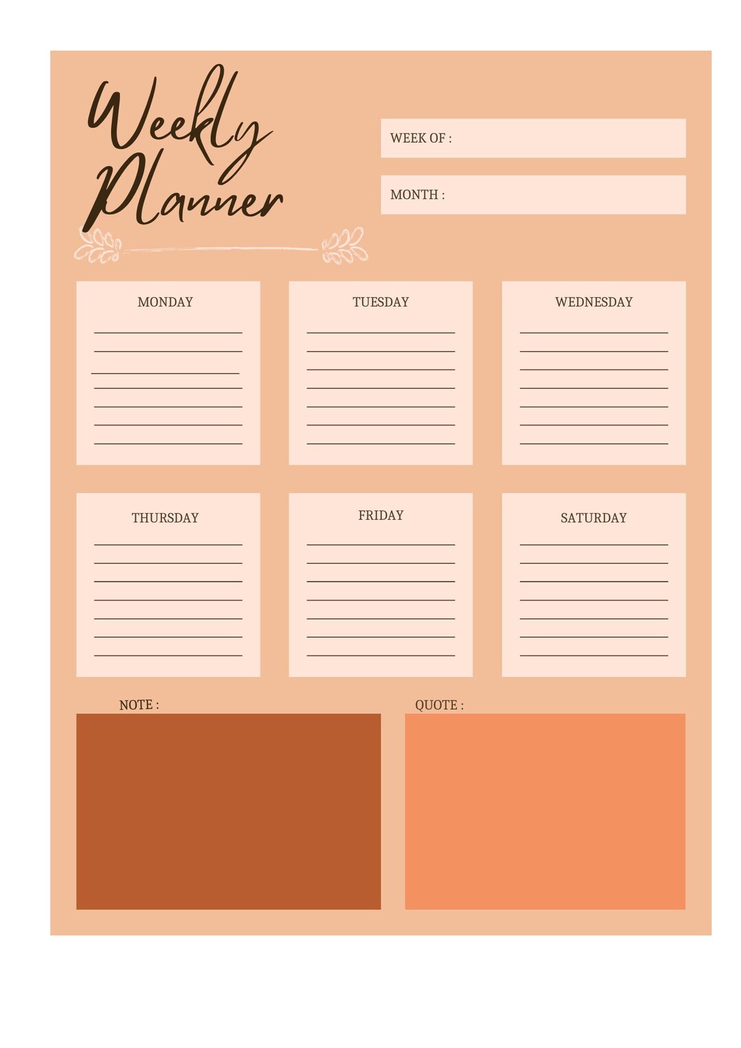 Digital Weekly Planner Page - Etsy