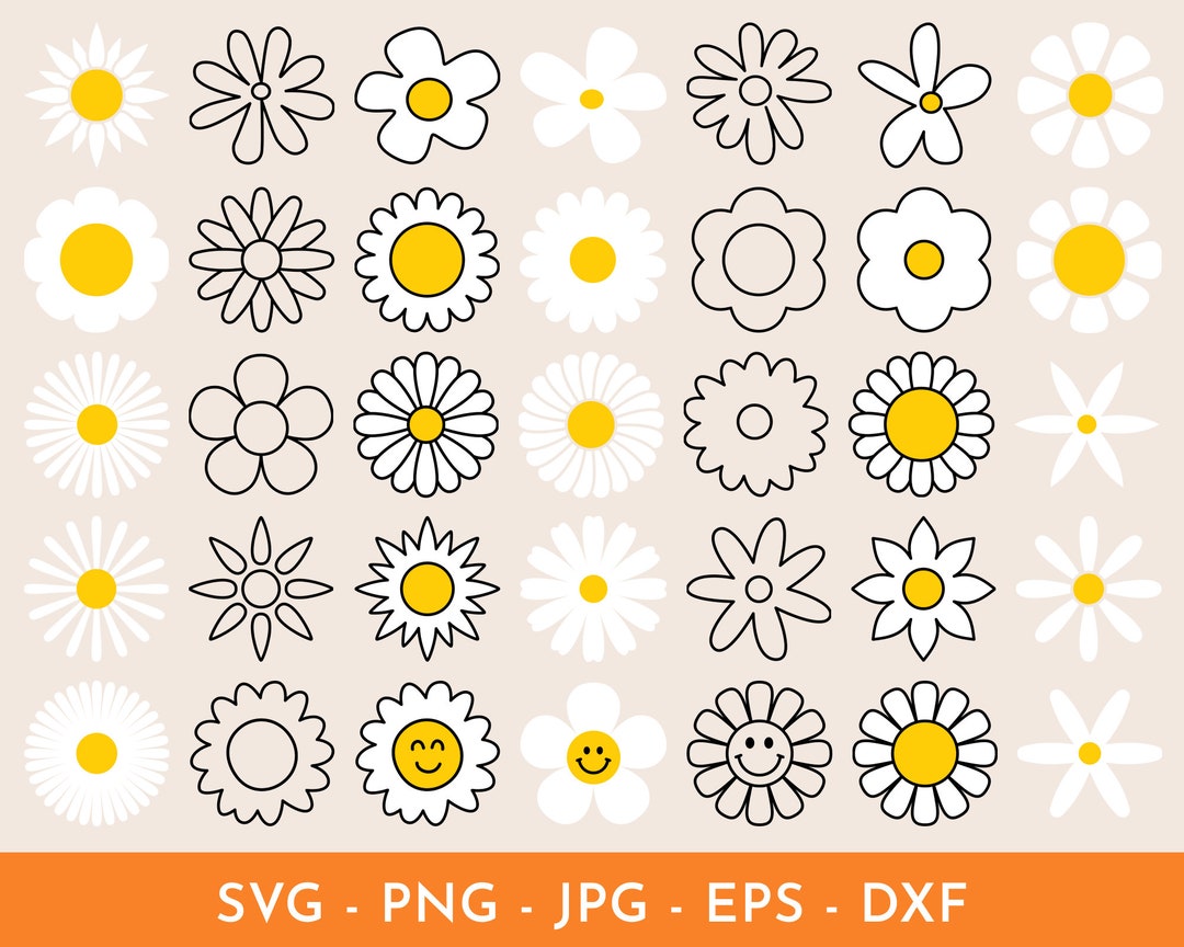 Daisy SVG Bundle, Daisy Flower Svg, Retro Daisy Png, Summer & Spring ...