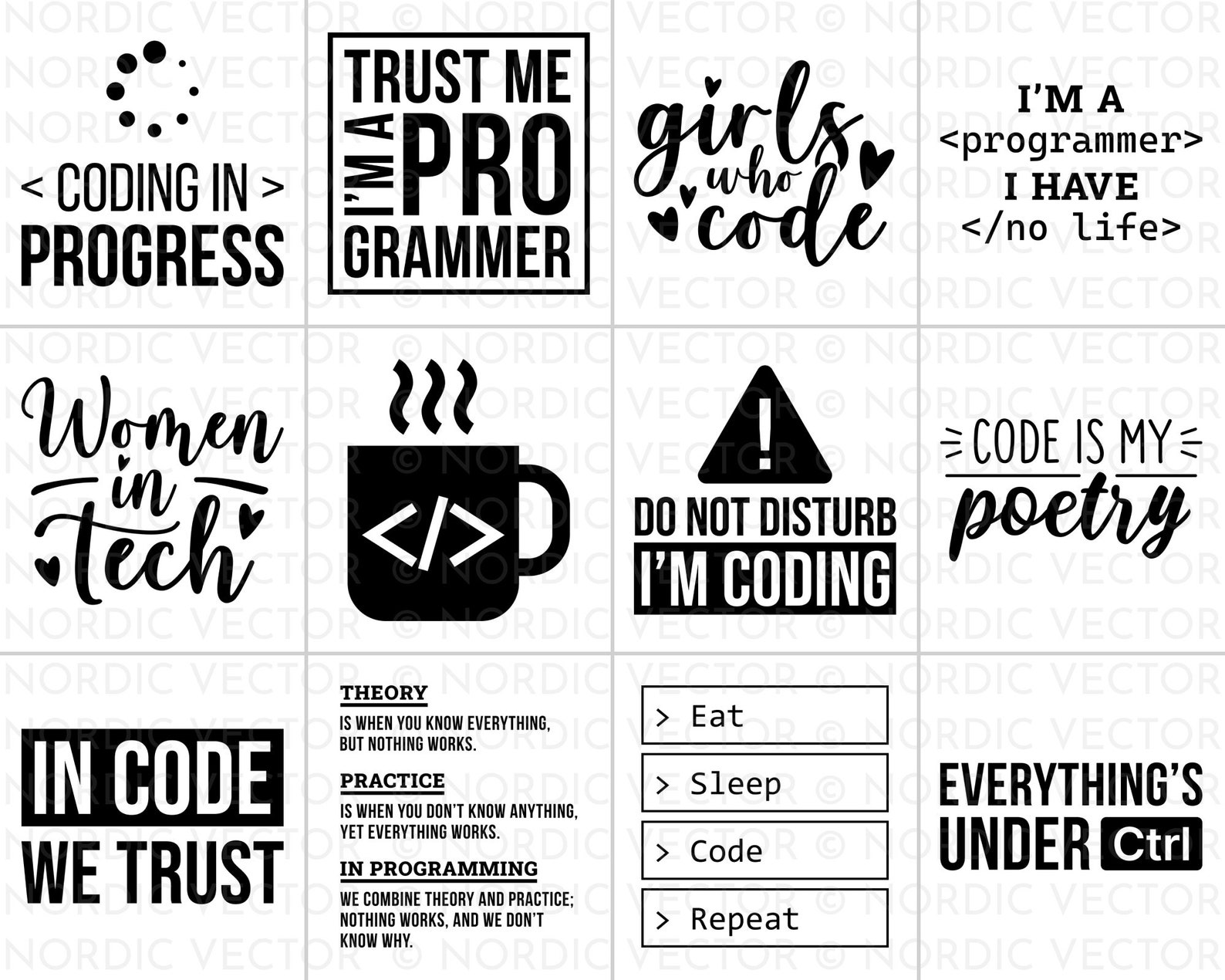Programmer Svg Bundle Coding Quote Svg Computer Geek Svg Nerd Svg Png Dxf ︱ Clipart Cut 