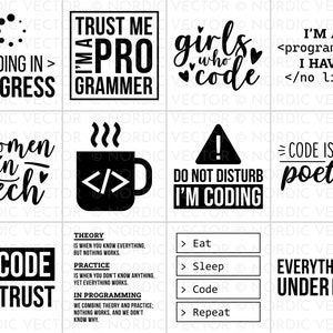 Programmer SVG Bundle, Coding Quote Svg, Computer Geek Svg, Nerd Svg, Png, Dxf ︱ Clipart, Cut ...
