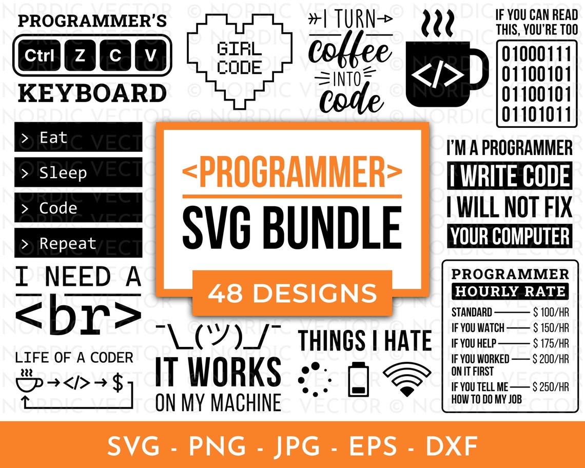 Programmer SVG Bundle, Coding Quote Svg, Computer Geek Svg, Nerd Svg, Png, Dxf ︱ Clipart, Cut ...