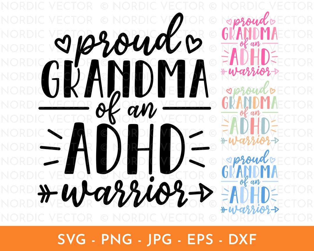 Orgullosa abuela con TDAH Svg, TDAH Png, Conciencia del TDAH Svg, para ...