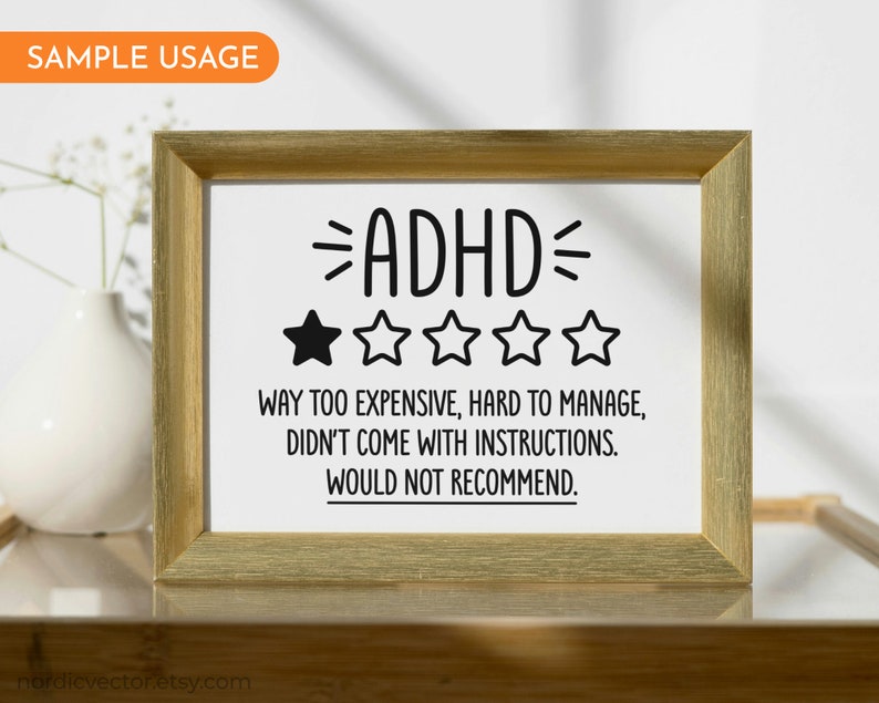 Funny Adhd Quotes Svg, 1 Star Review Svg, Adhd Png, ADHD Awareness Svg ...