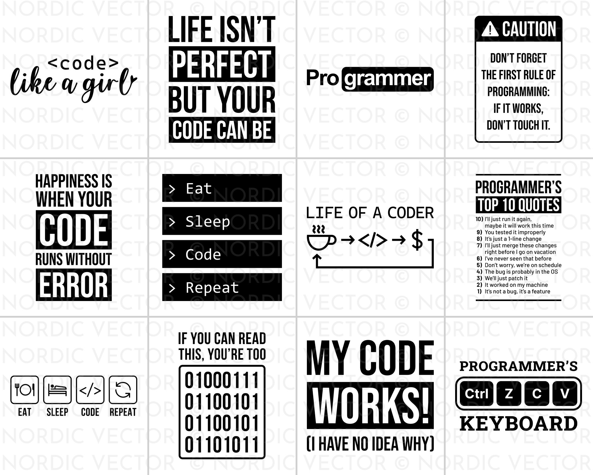 Programmer SVG Bundle, Coding Quote Svg, Computer Geek Svg, Nerd Svg, Png, Dxf ︱ Clipart, Cut ...