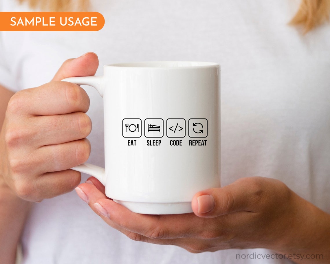 Funny Programmer Svg, Eat Sleep Code Repeat Svg, Programming Svg, Png, Dxf Clipart, Cut File for ...