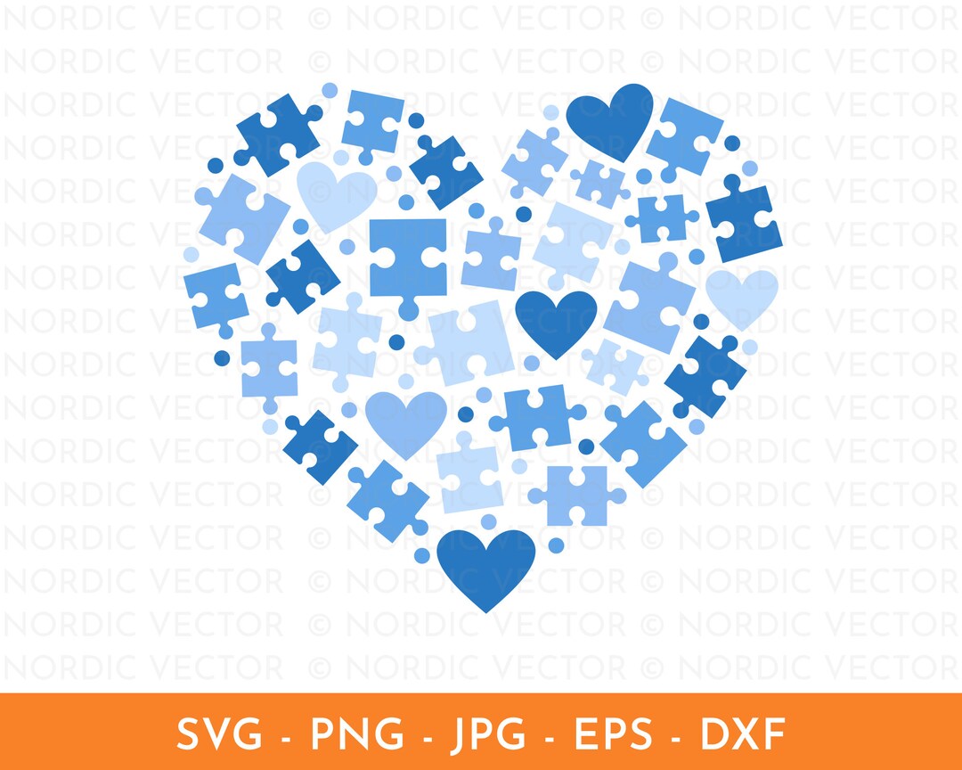 Blue Autism Puzzle Heart Svg, Autism Love Svg, Wear Blue Autism ...