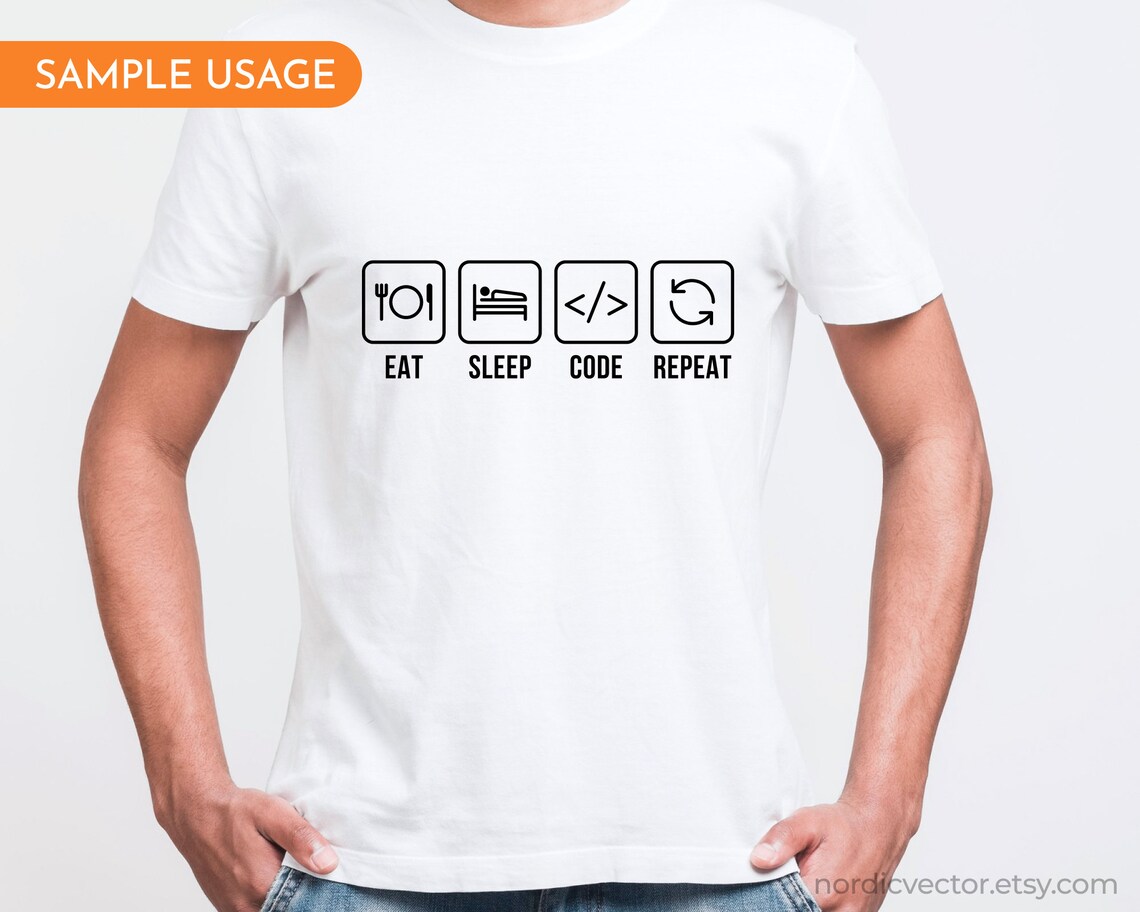 Funny Programmer Svg, Eat Sleep Code Repeat Svg, Programming Svg, Png, Dxf Clipart, Cut File for ...