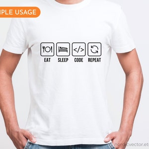 Funny Programmer Svg, Eat Sleep Code Repeat Svg, Programming Svg, Png ...