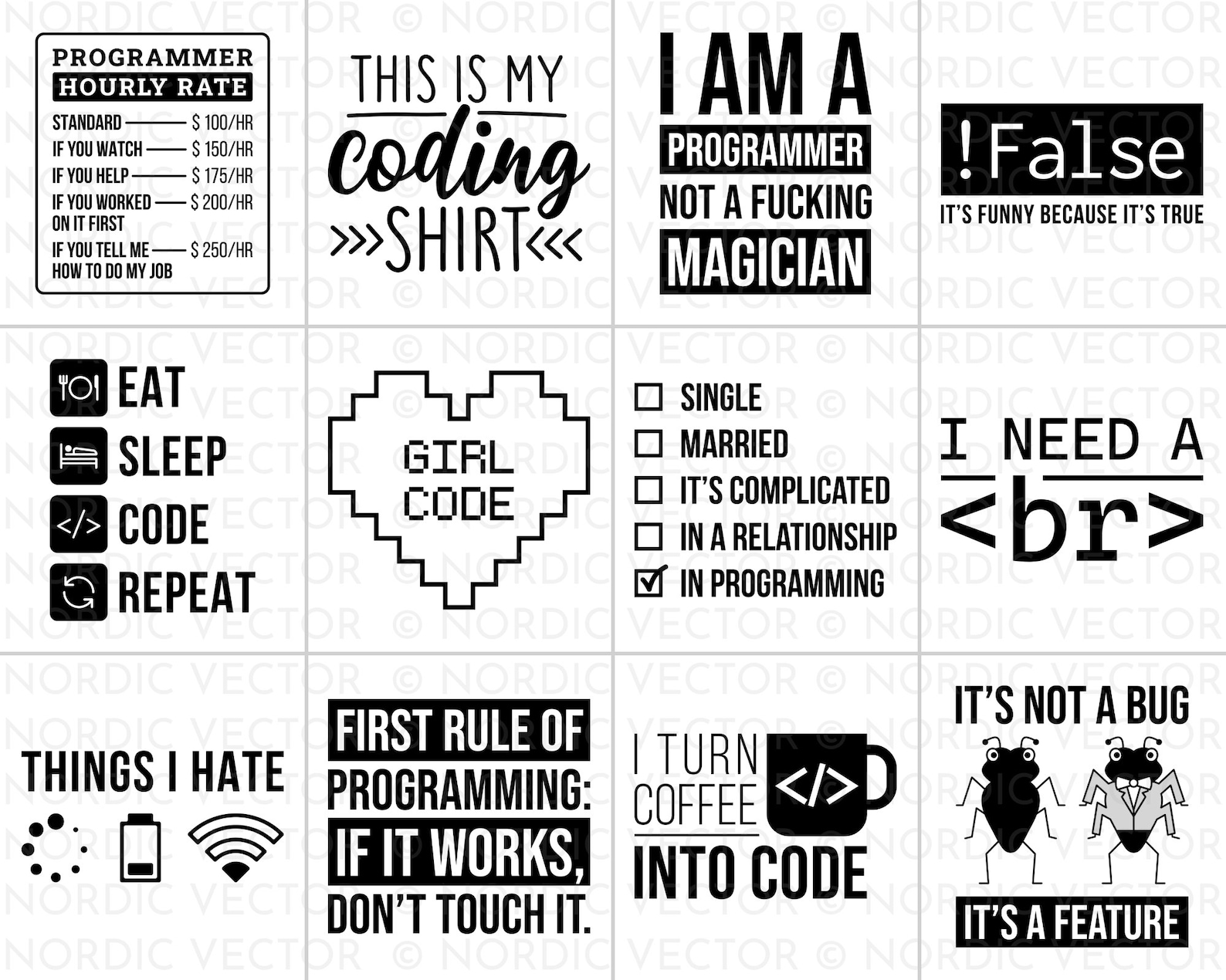 Programmer SVG Bundle, Coding Quote Svg, Computer Geek Svg, Nerd Svg, Png, Dxf ︱ Clipart, Cut ...