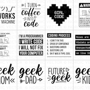 Programmer SVG Bundle, Coding Quote Svg, Computer Geek Svg, Nerd Svg, Png, Dxf ︱ Clipart, Cut ...