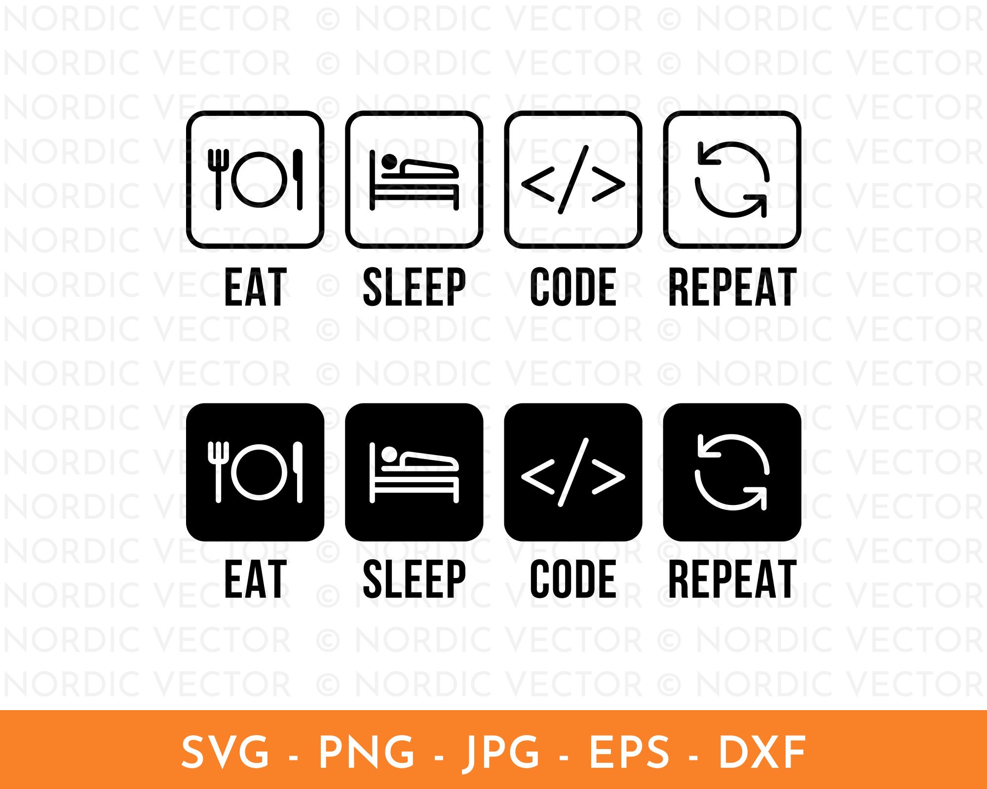 Funny Programmer Svg Eat Sleep Code Repeat Svg Programming Svg Png Dxf ︱ Clipart Cut File