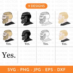 Yes Chad Meme Svg Bundle, Nordic Man Svg, Funny Meme Svg, Nordic Gamer ...