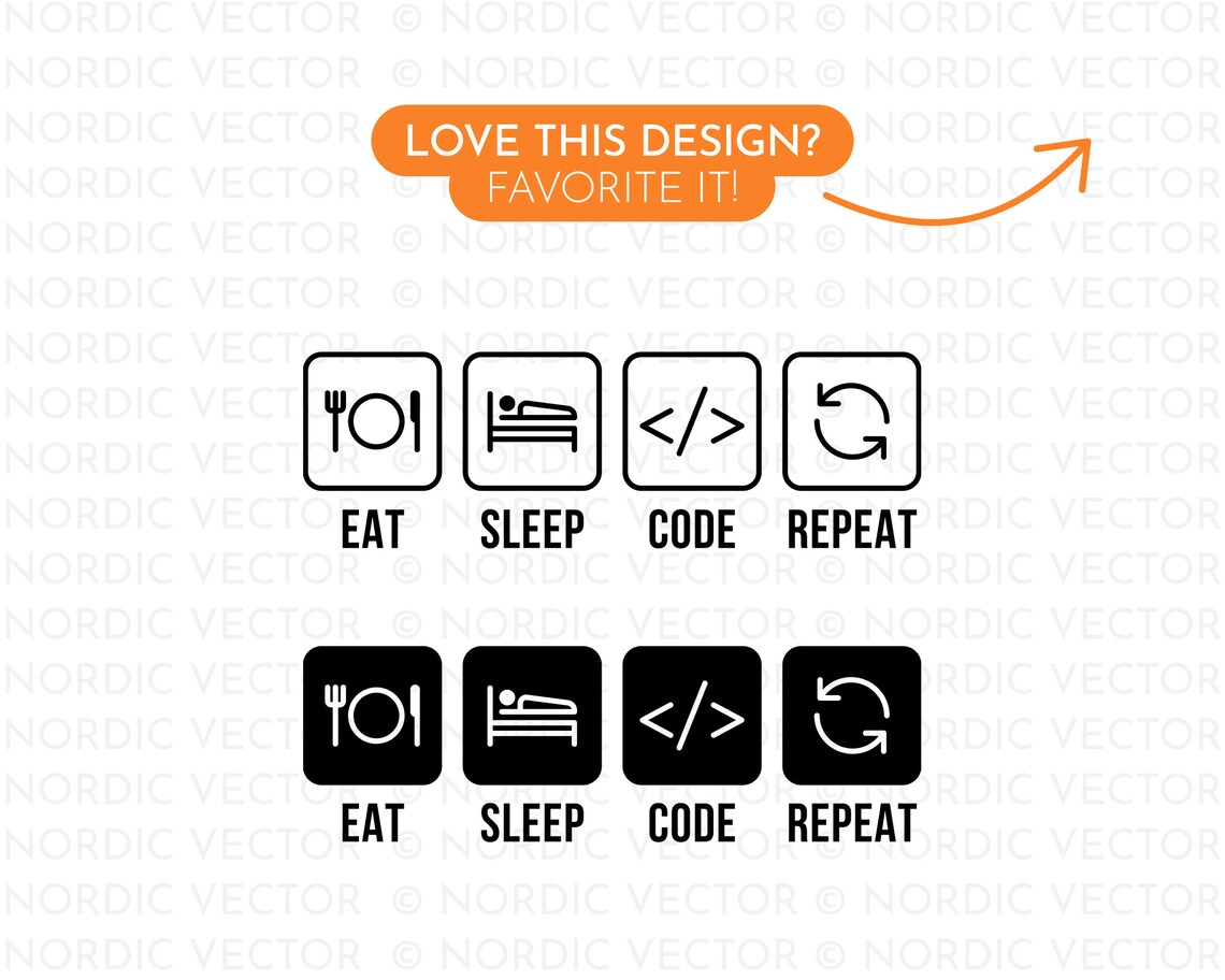 Funny Programmer Svg, Eat Sleep Code Repeat Svg, Programming Svg, Png, Dxf Clipart, Cut File for ...
