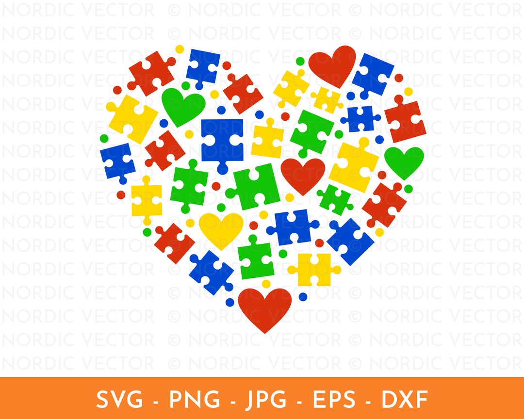 Autism Puzzle Heart Svg, Autism Love Svg, Autism Awareness Svg, Autism ...